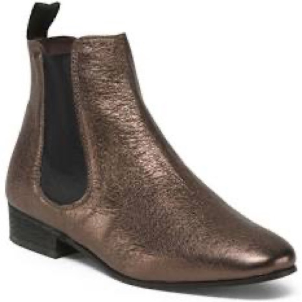 Bronze Leather Chelsea Boots, Made In Italy - Gem